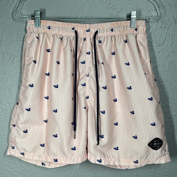 Spicy Tuna | Swim | Spicy Tuna Pink Coral White Striped Duck Print Mens ...